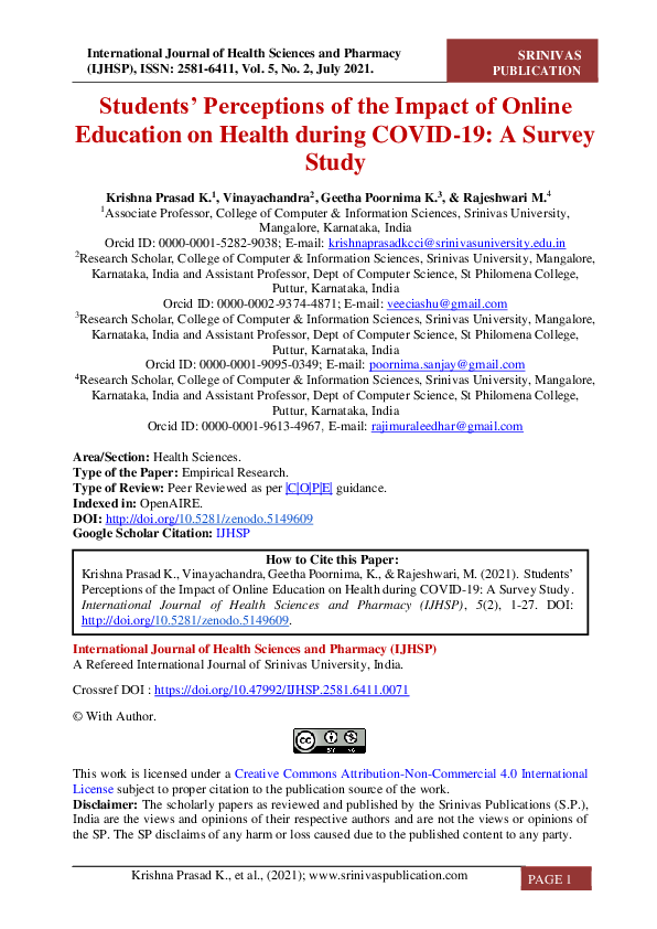 (PDF) Students’ Perceptions of the Impact of Online Education on Health ...