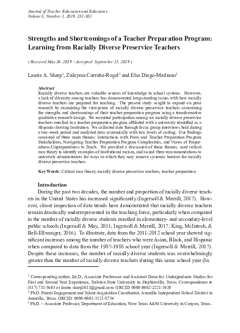(PDF) Strengths and Shortcomings of a Teacher Preparation Program ...