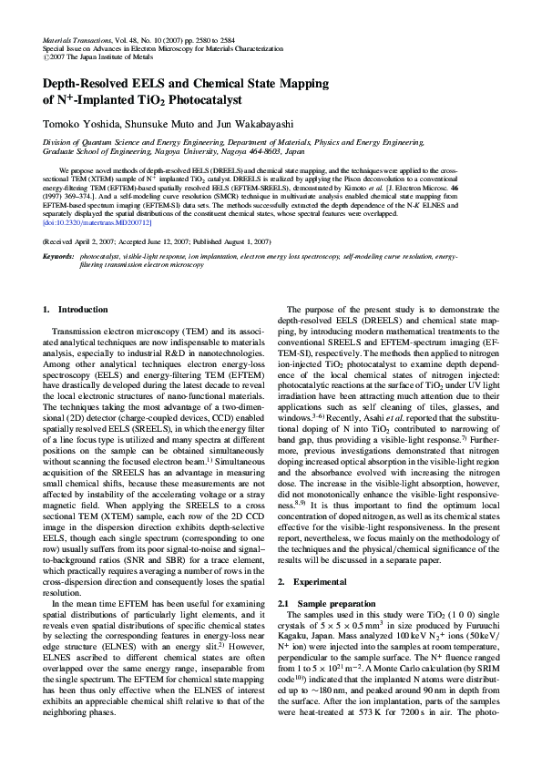 (PDF) Depth-Resolved EELS and Chemical State Mapping of N+-Implanted TiO2 Photocatalyst | Shun ...