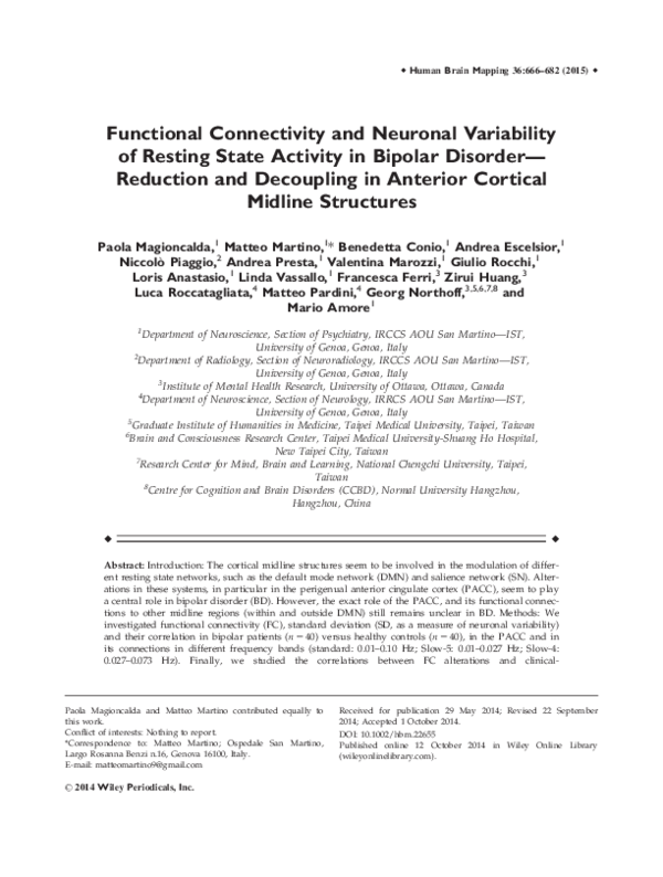 Pdf Functional Connectivity And Neuronal Variability Of Resting State