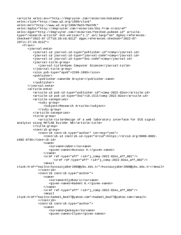 Design of a web laboratory interface for ECG signal analysis using MATLAB builder NE