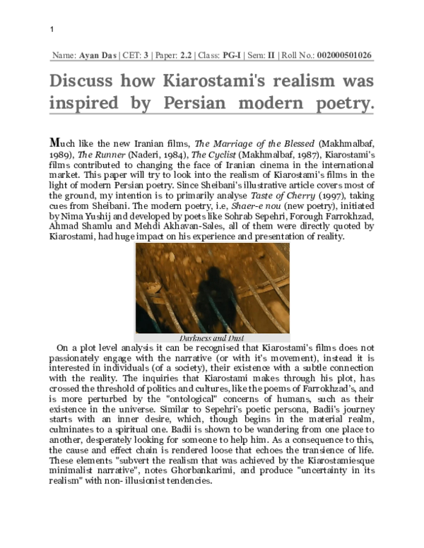 (DOC) Discuss how Kiarostami's realism was inspired by Persian modern ...