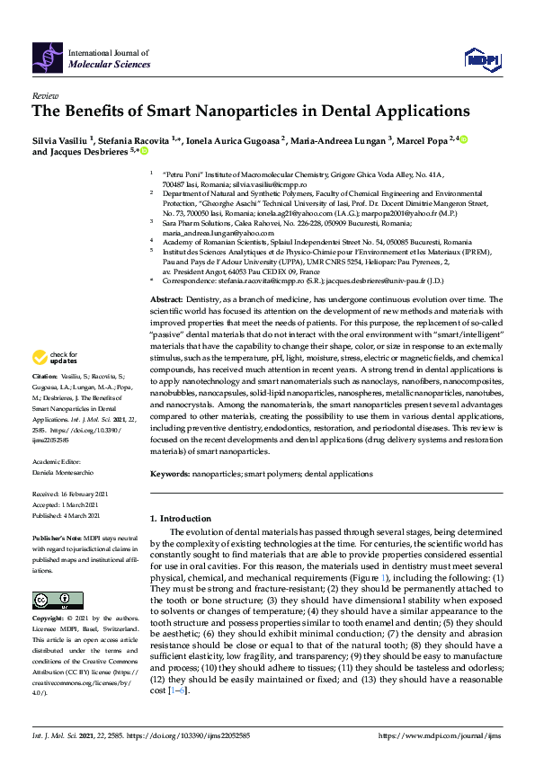 (PDF) The Benefits of Smart Nanoparticles in Dental Applications
