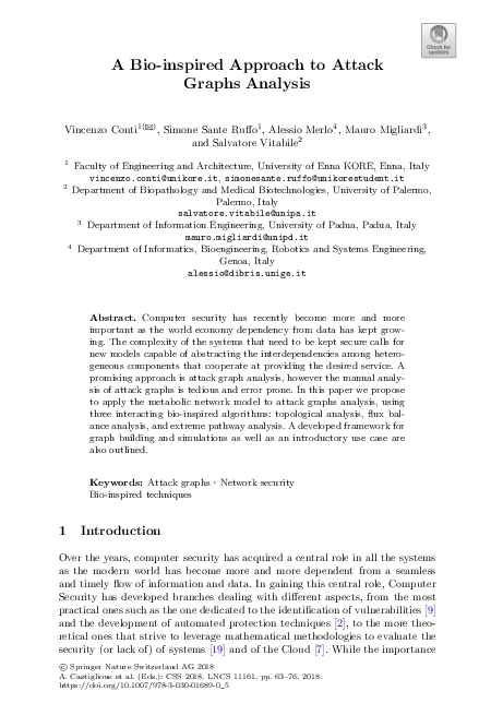 (PDF) A Bio-inspired Approach to Attack Graphs Analysis