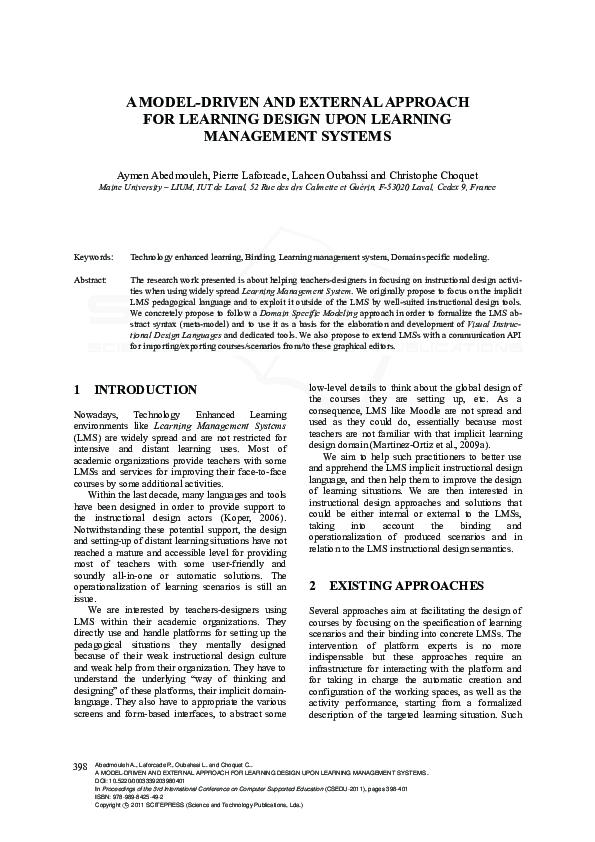 (PDF) A Model-Driven and External Approach for Learning Design Upon ...