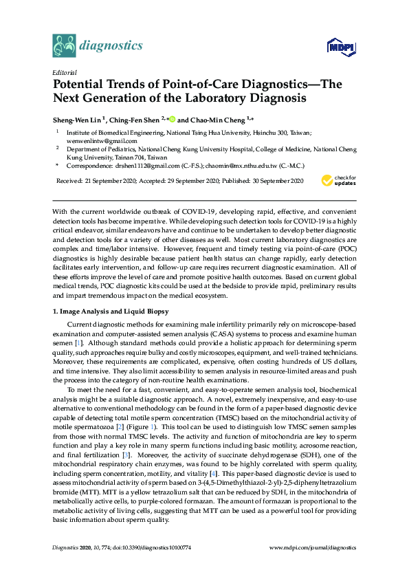 (PDF) Potential Trends of Point-of-Care Diagnostics—The Next Generation ...