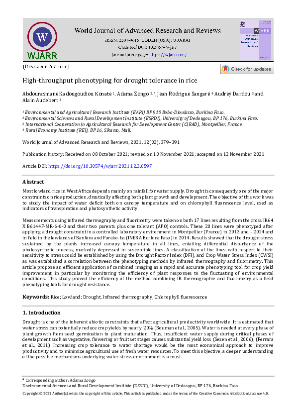 (PDF) High-throughput phenotyping for drought tolerance in rice
