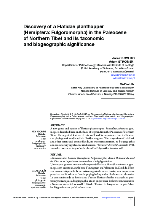 (PDF) Discovery of a Flatidae planthopper (Hemiptera: Fulgoromorpha) in ...