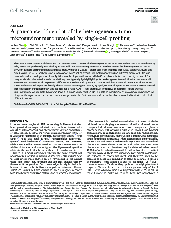 (PDF) A pan-cancer blueprint of the heterogeneous tumor ...