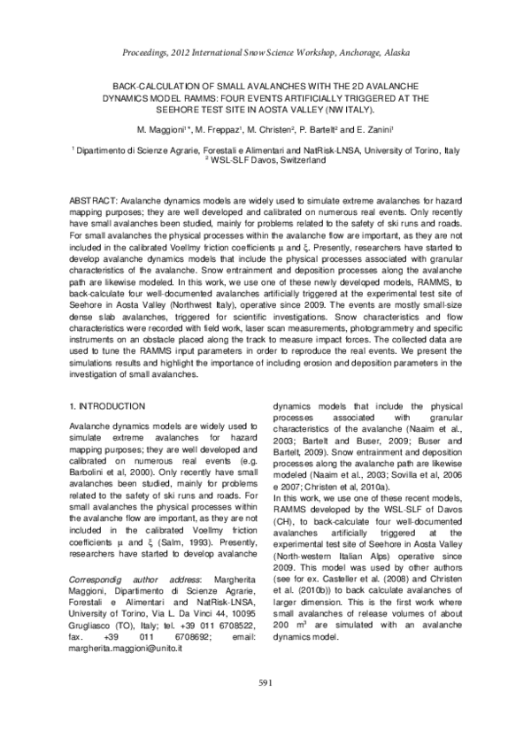 (PDF) Back-Calculation of Small Avalanches with the 2D Avalanche ...