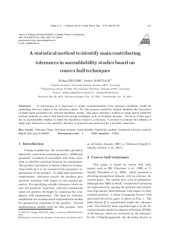 (PDF) A statistical method to identify main contributing tolerances in assemblability studies ...