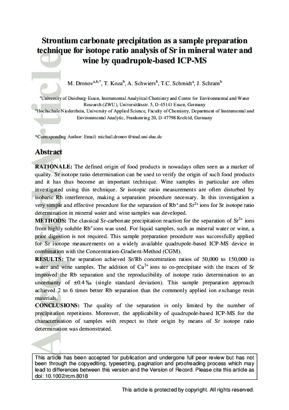 (PDF) Strontium carbonate precipitation as a sample preparation ...