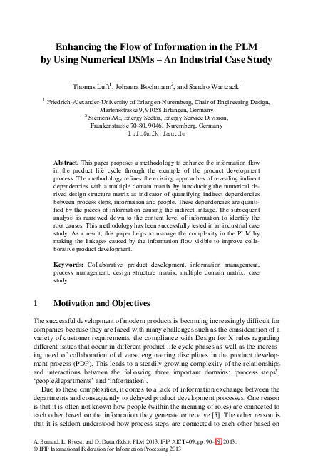 (PDF) Enhancing the Flow of Information in the PLM by Using Numerical ...