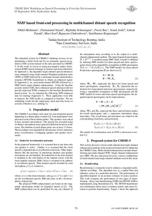 (PDF) NMF based front-end processing in multi-channel distant speech recognition