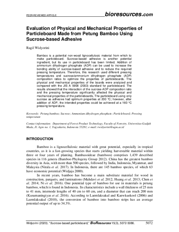 (PDF) Evaluation of physical and mechanical properties of particleboard ...