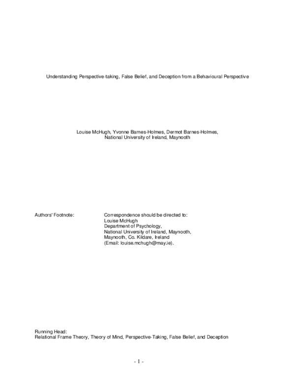 (PDF) Understanding perspective-taking, false belief, and deception ...