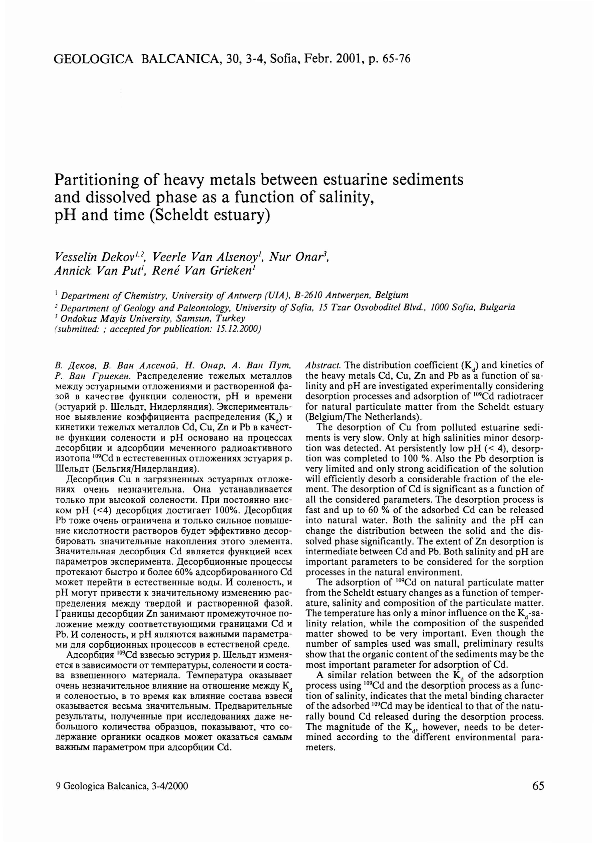 Pdf Partitioning Of Heavy Metals Between Estuarine Sediments And Dissolved Phase As A Function