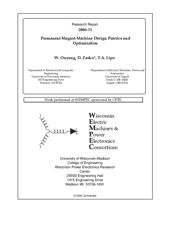 (PDF) Permanent Magnet Machine Design Practice and Optimization