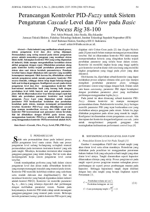 (PDF) Perancangan Kontroler PID-Fuzzy untuk Sistem Pengaturan Cascade Level dan Flow pada Basic ...