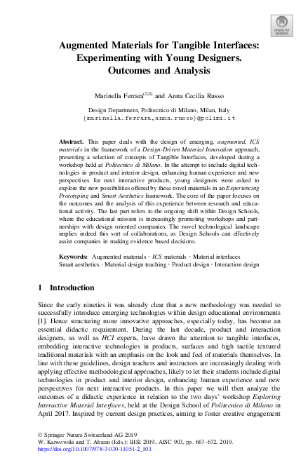 (PDF) Augmented Materials for Tangible Interfaces: Experimenting with Young Designers. Outcomes ...