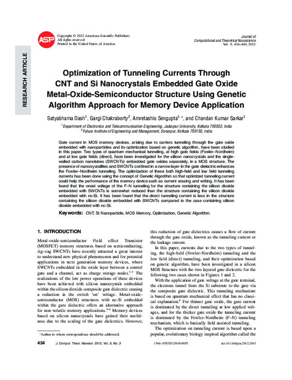 (PDF) Optimization of Tunneling Currents Through CNT and Si Nanocrystals Embedded Gate Oxide ...