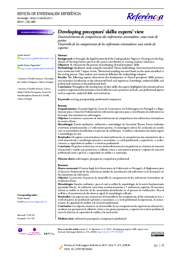 (PDF) Developing preceptors’ skills: experts’ view