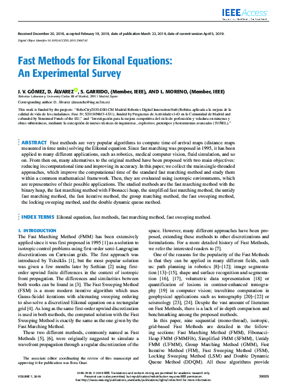 Pdf Fast Methods For Eikonal Equations An Experimental Survey