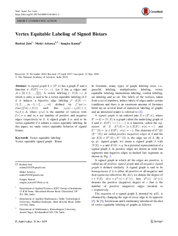 (PDF) Vertex Equitable Labeling of Signed Bistars