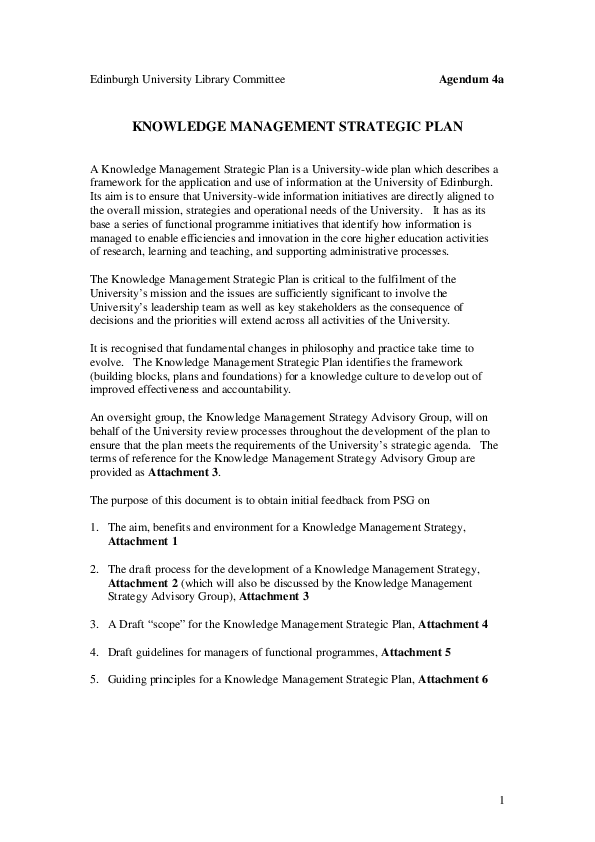 (PDF) Knowledge management strategic plan