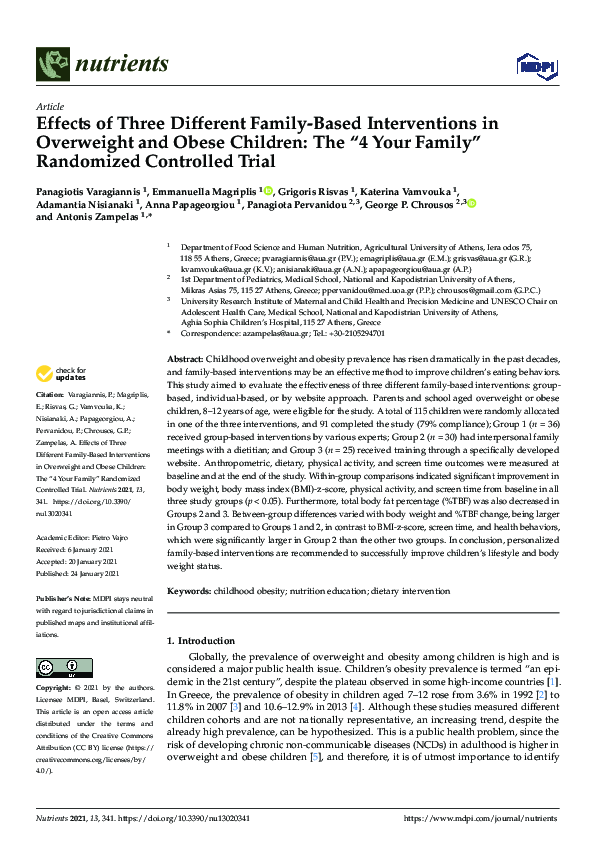 (PDF) Effects of Three Different Family-Based Interventions in ...