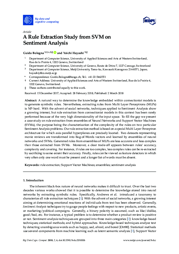 (PDF) A Rule Extraction Study from SVM on Sentiment Analysis