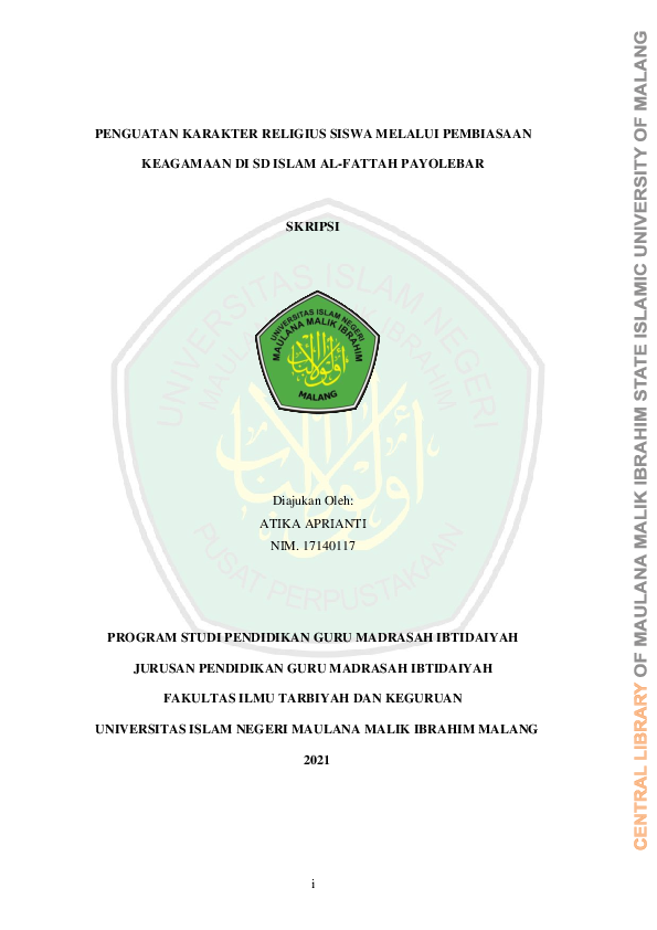 (PDF) Penguatan karakter religius siswa melalui pembiasaan keagamaan di SD Islam Al-Fattah Payolebar
