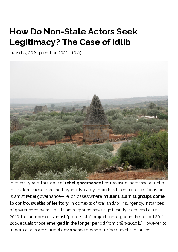 (PDF) How Do Non-State Actors Seek Legitimacy? The Case of Idlib