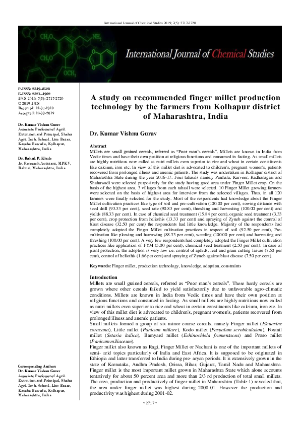 (PDF) A study on recommended finger millet production technology by the ...