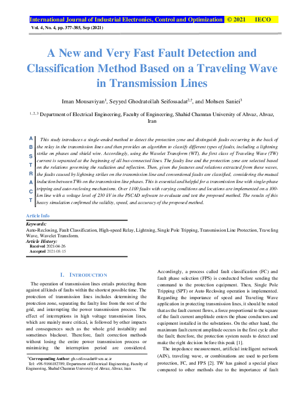 Pdf A New And Very Fast Fault Detection And Classification Method 8295