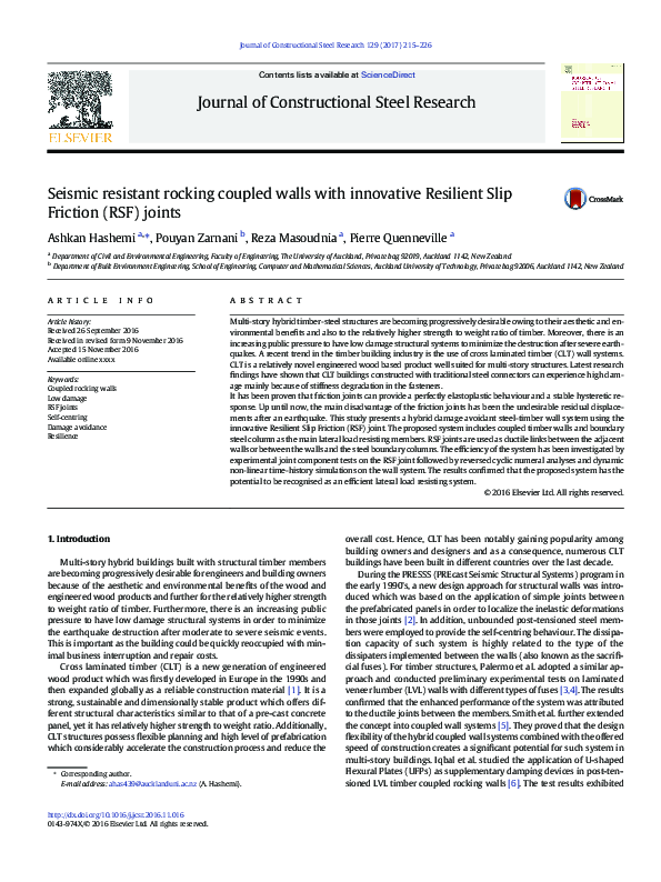 (PDF) Seismic resistant rocking coupled walls with innovative Resilient ...