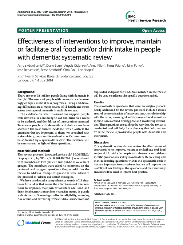 (PDF) Effectiveness of interventions to improve, maintain or facilitate ...