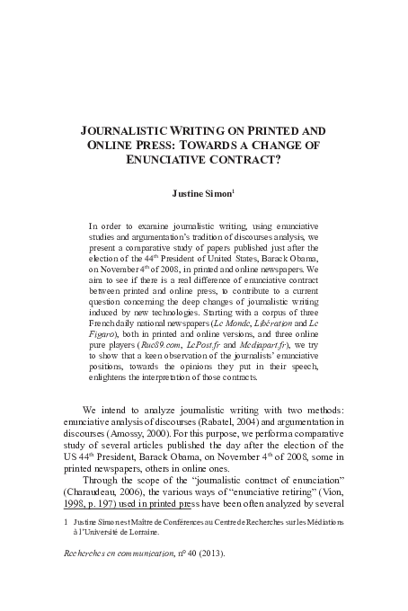 (PDF) Journalistic Writing on Printed and Online Press: Towards a ...