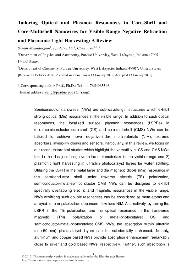 (PDF) Tailoring Optical and Plasmon Resonances in Core-shell and Core-multishell Nanowires for ...