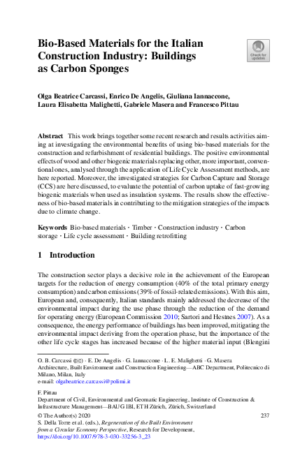 (PDF) Bio-Based Materials for the Italian Construction Industry ...
