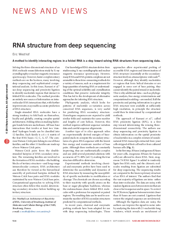 (PDF) RNA structure from deep sequencing