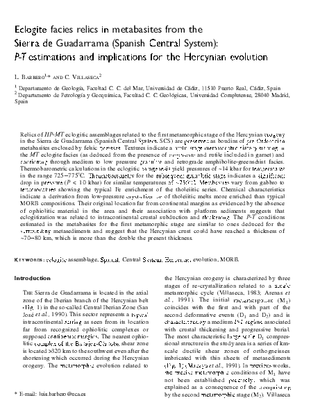 (PDF) Eclogite facies relics in metabasites from the Sierra de ...