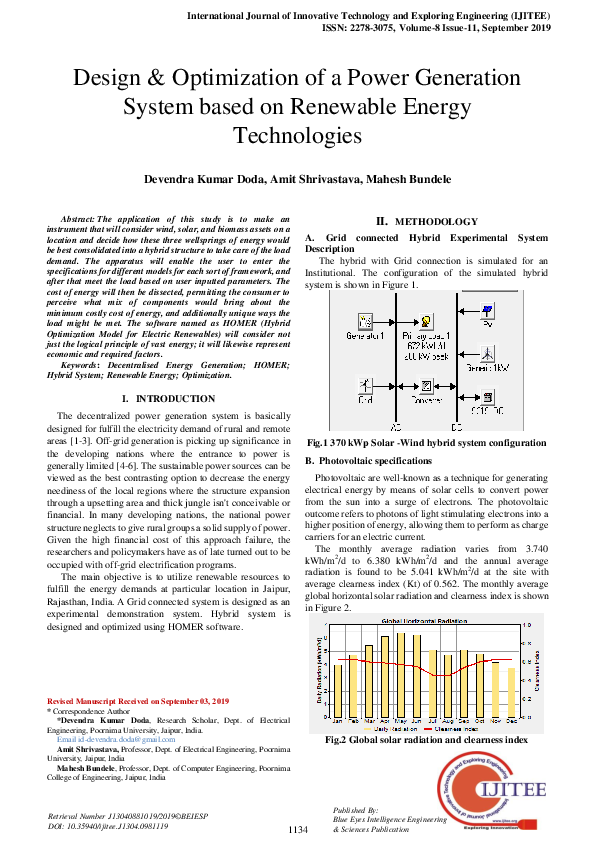 (PDF) Design & Optimization of a Power Generation System based on ...