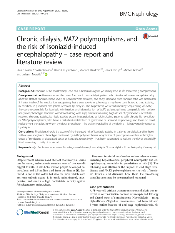 (PDF) Chronic dialysis, NAT2 polymorphisms, and the risk of isoniazid ...