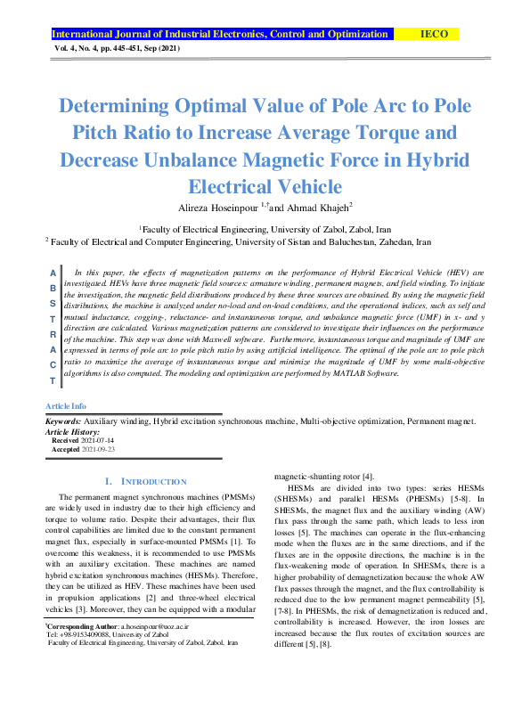 (PDF) Determining Optimal Value of Pole Arc to Pole Pitch Ratio to ...