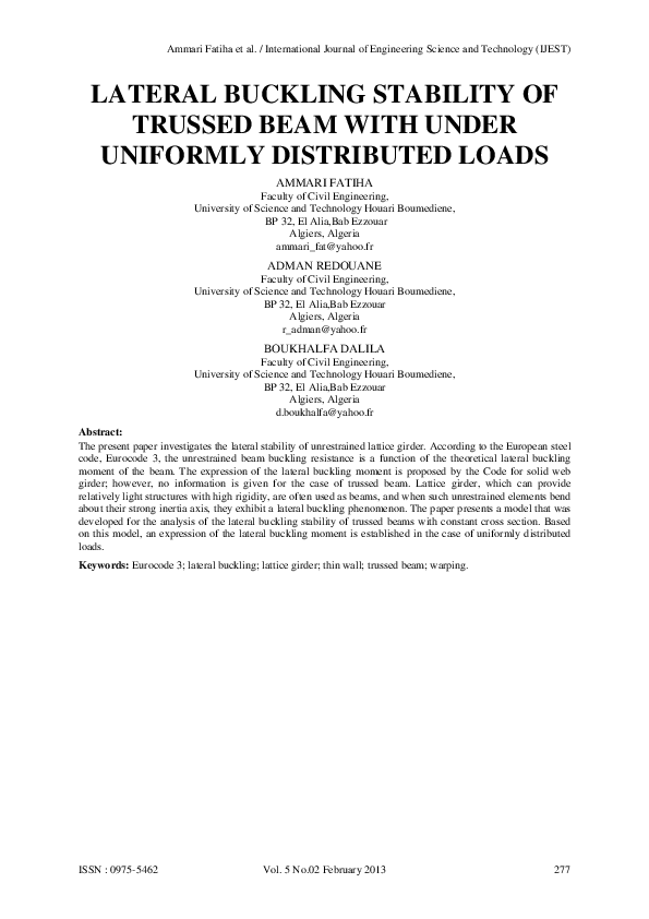 (PDF) Lateral Buckling Stability of Trussed Beam with under Uniformly ...