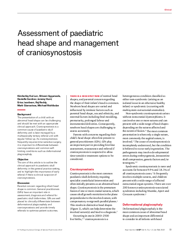 (PDF) Assessment of paediatric head shape and management of ...