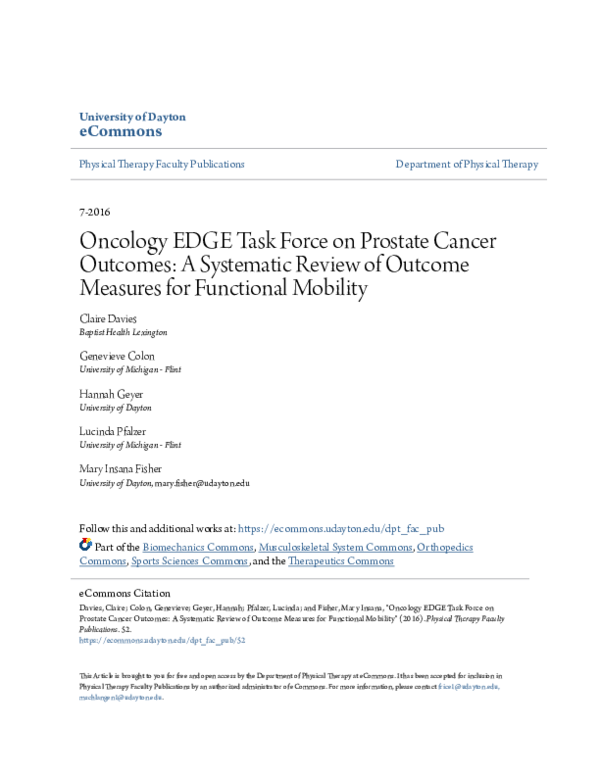 (PDF) Oncology EDGE Task Force on Prostate Cancer Outcomes: A ...