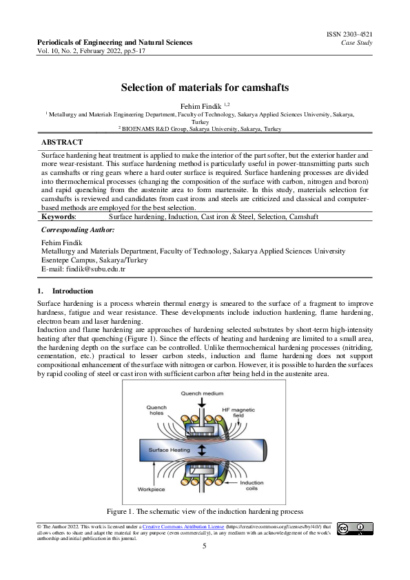 (PDF) Materials Selection for Camshafts