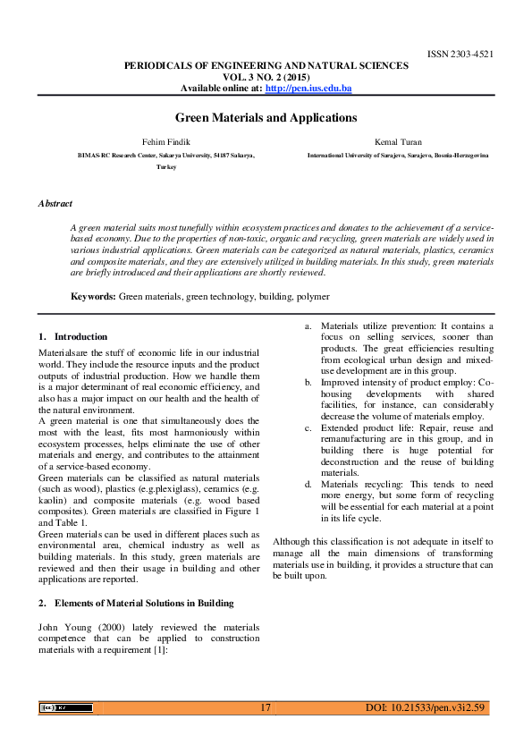 (PDF) Green Materials and Applications